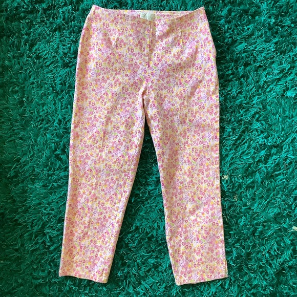 Moda International | Pants & Jumpsuits | 98s Bright Pink Floral Fitted ...